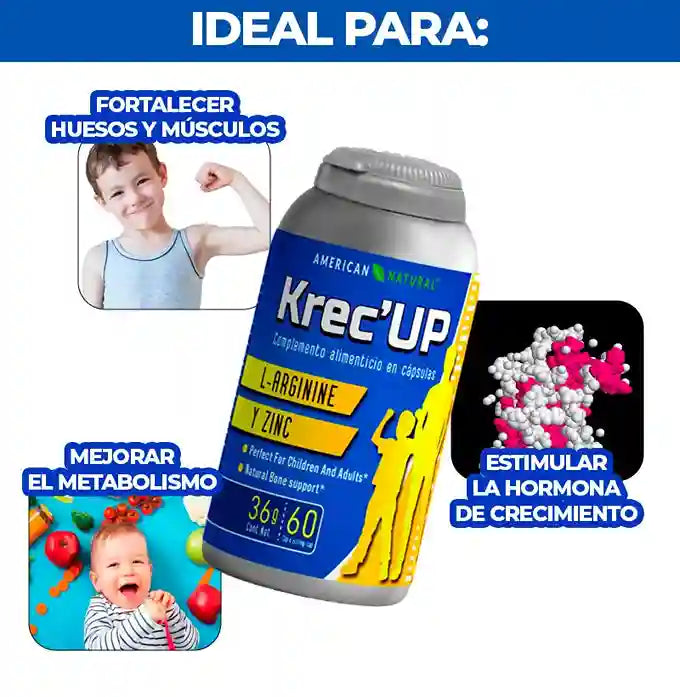 Krece Up Forte Kids - Con Zinc y L-Arginina para un crecimiento fuerte ...